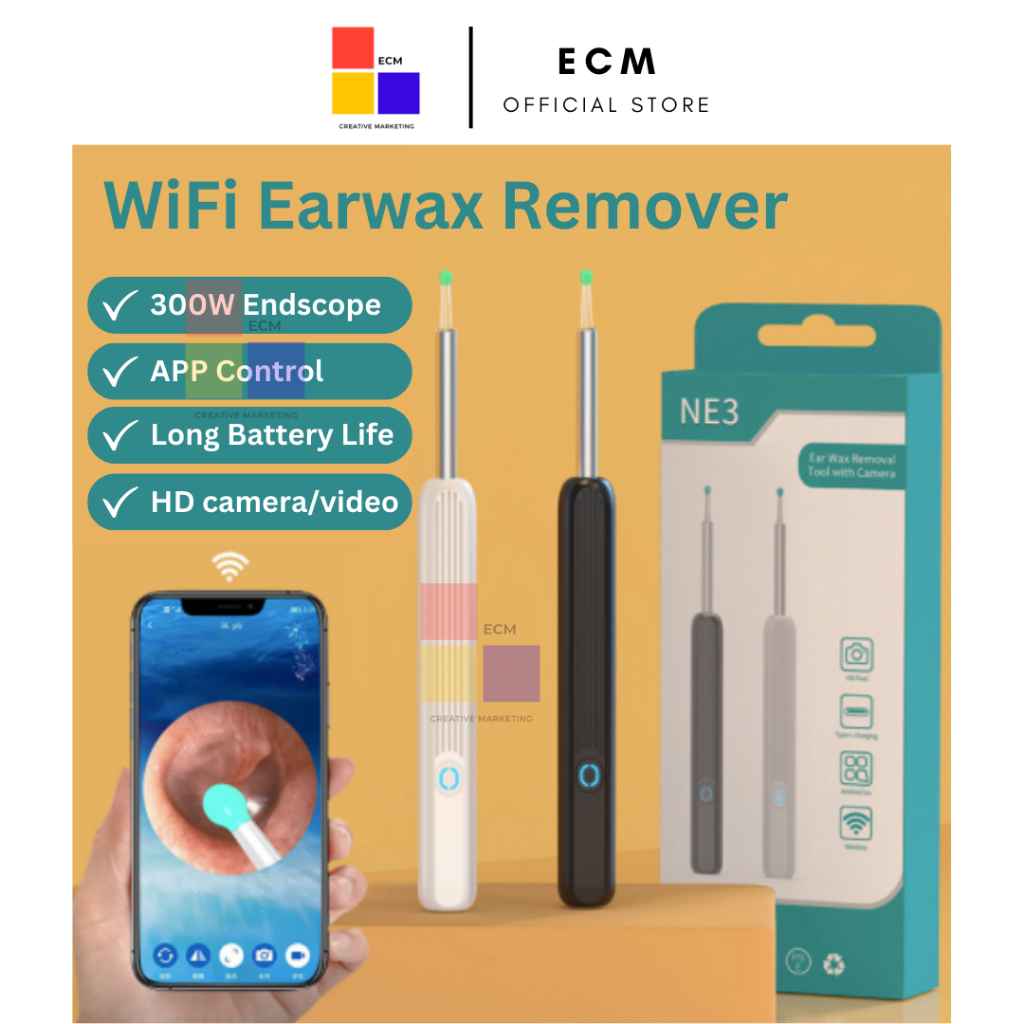 NE3 Smart Wireless Earpick With Camera Otoscope Endoscope Camera for ...