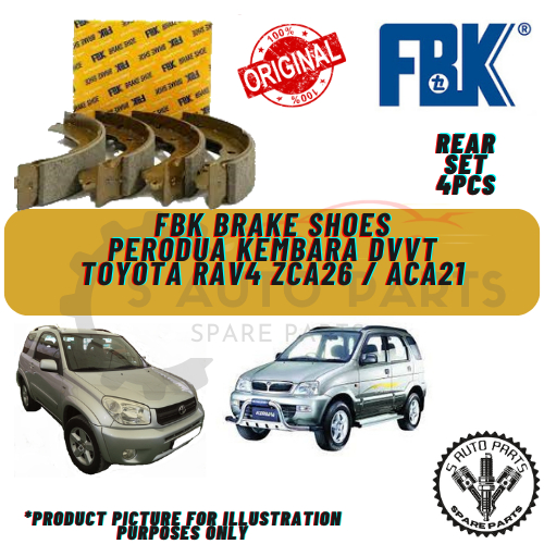PERODUA KEMBARA DVVT / TOYOTA RAV4 ZCA26 / ACA21 (REAR) DRUM BRAKE SHOES (1SET =4PCS)-100% ...