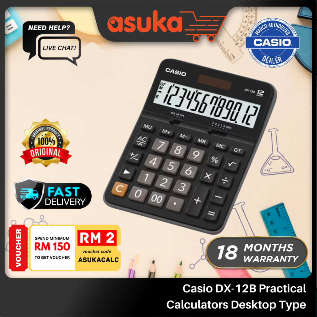 Casio DX-12B Practical Calculators Desktop Type | Shopee Malaysia