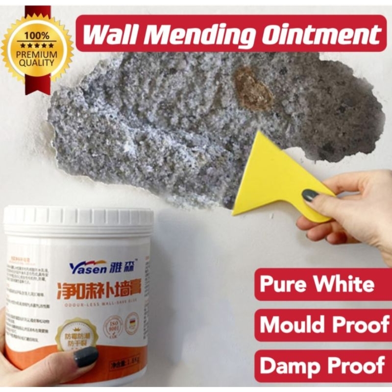 Wall Mending Ointment (1.8kg White) Wall Repair Cream Paste Graffiti ...
