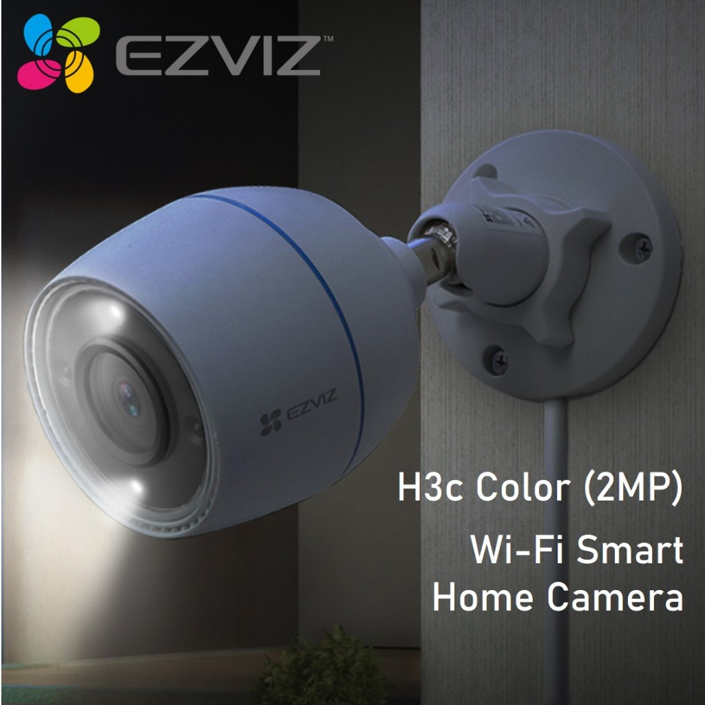 EZVIZ Indoor/Outdoor Bullet Wi-Fi Smart Home Camera H3c Color 2MP ...