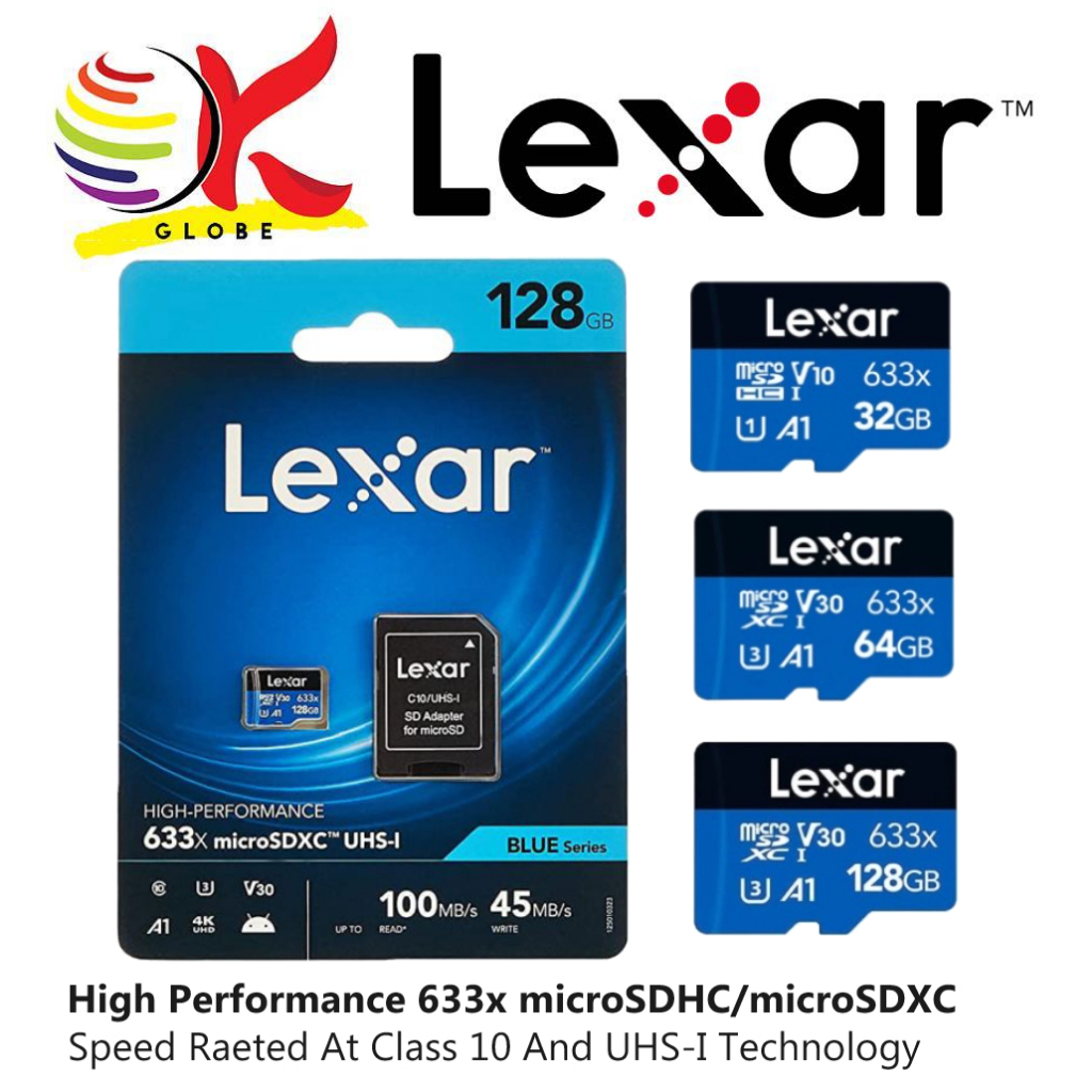 LEXAR HIGH PERFORMANCE 633X MICROSDHC / MICROSDXC UHS-I MICRO SD TF ...
