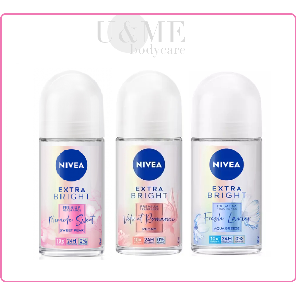 NIVEA Female Deodorant Extra Bright Deodorant Roll Onn 2x50ml | Shopee ...