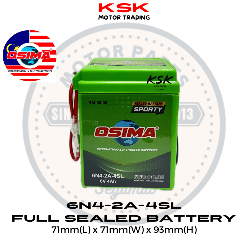 OSIMA 6N4-2A-4SL FULL SEALED BATTERY MOTORCYCLE BATERI KERING MOTOSIKAL ...