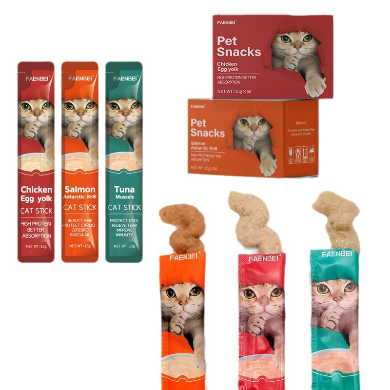FAENBEI Kucing Stick High Vitamin Cat Stick Chicken Egg Yolk 15g ...