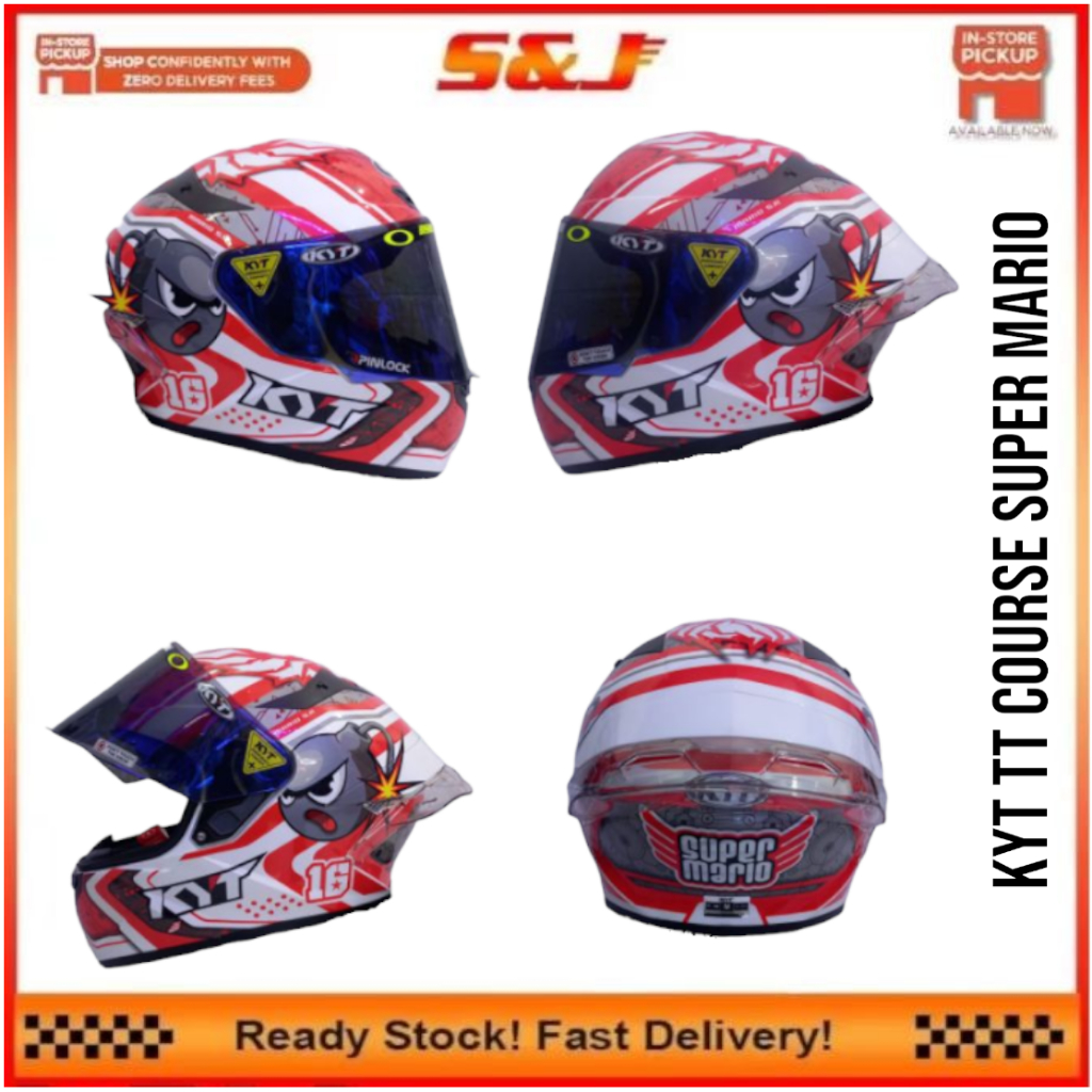 2023 KYT SUPER MARIO TT COURSE FULL FACE HELMET M L XL | Shopee Malaysia