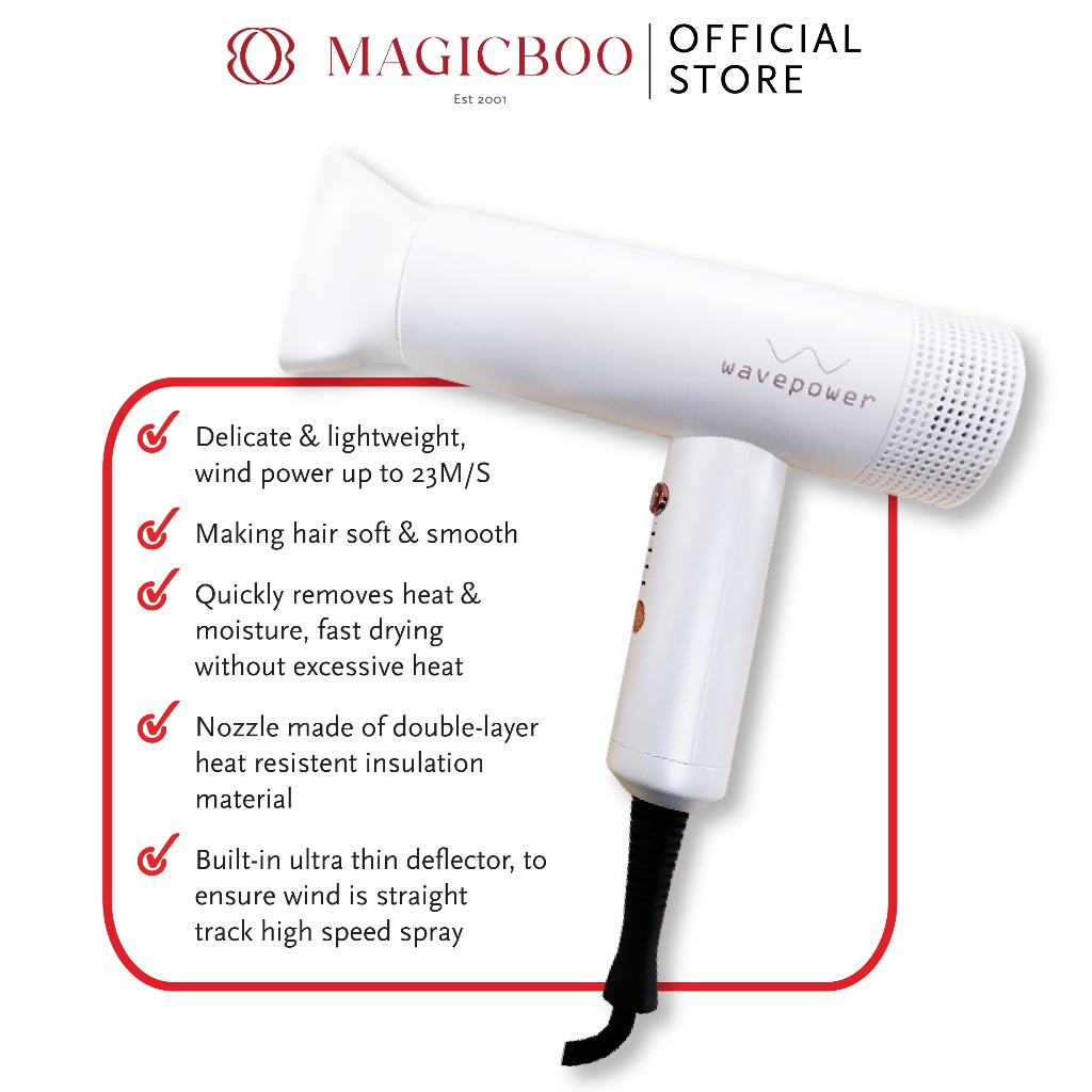 Magicboo Wave Power WP-713 Ultra-Light Ionic Hair Dryer | Shopee Malaysia