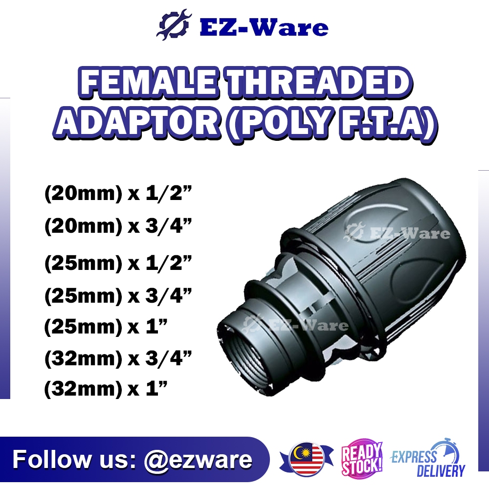 POLY Female Thread Adaptor FTA PP Poly Water Connection Fitting (20 25 ...