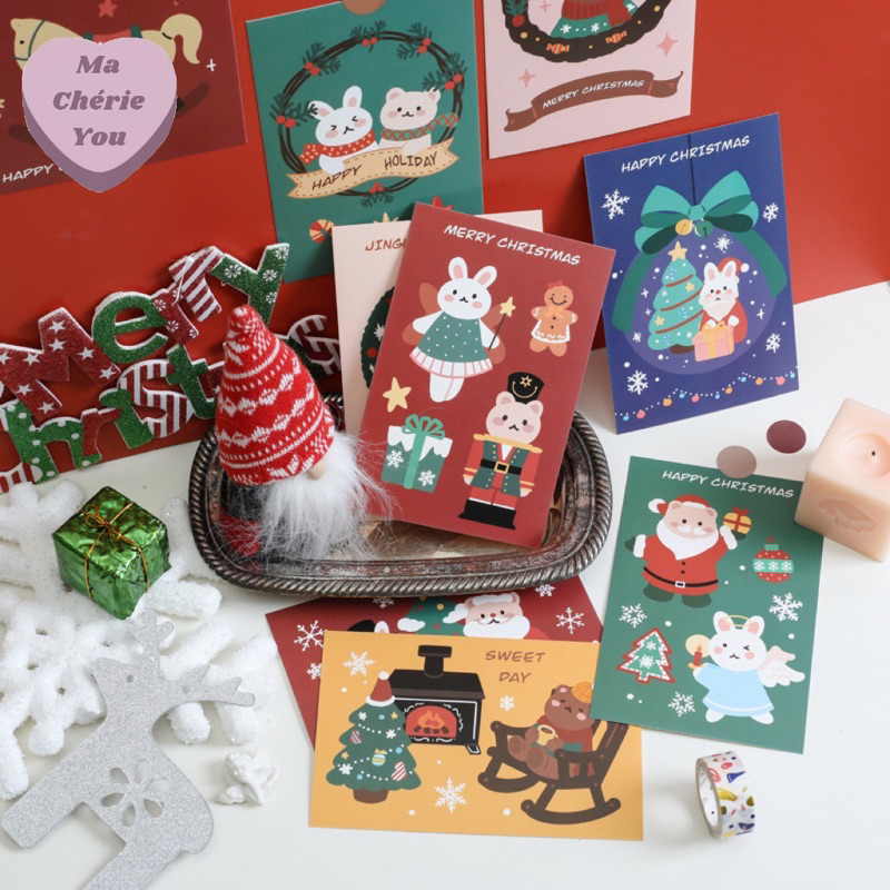 2023 Christmas Card Decoration Bakery Gift Card Kad Cute Cartoon 圣诞节贺卡 ...