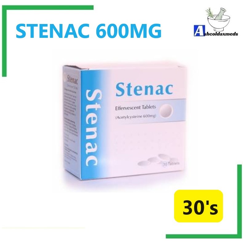 (BOX) Stenac Effervescent 30 Tablets (Fluimucil A 600mg Alternative ...