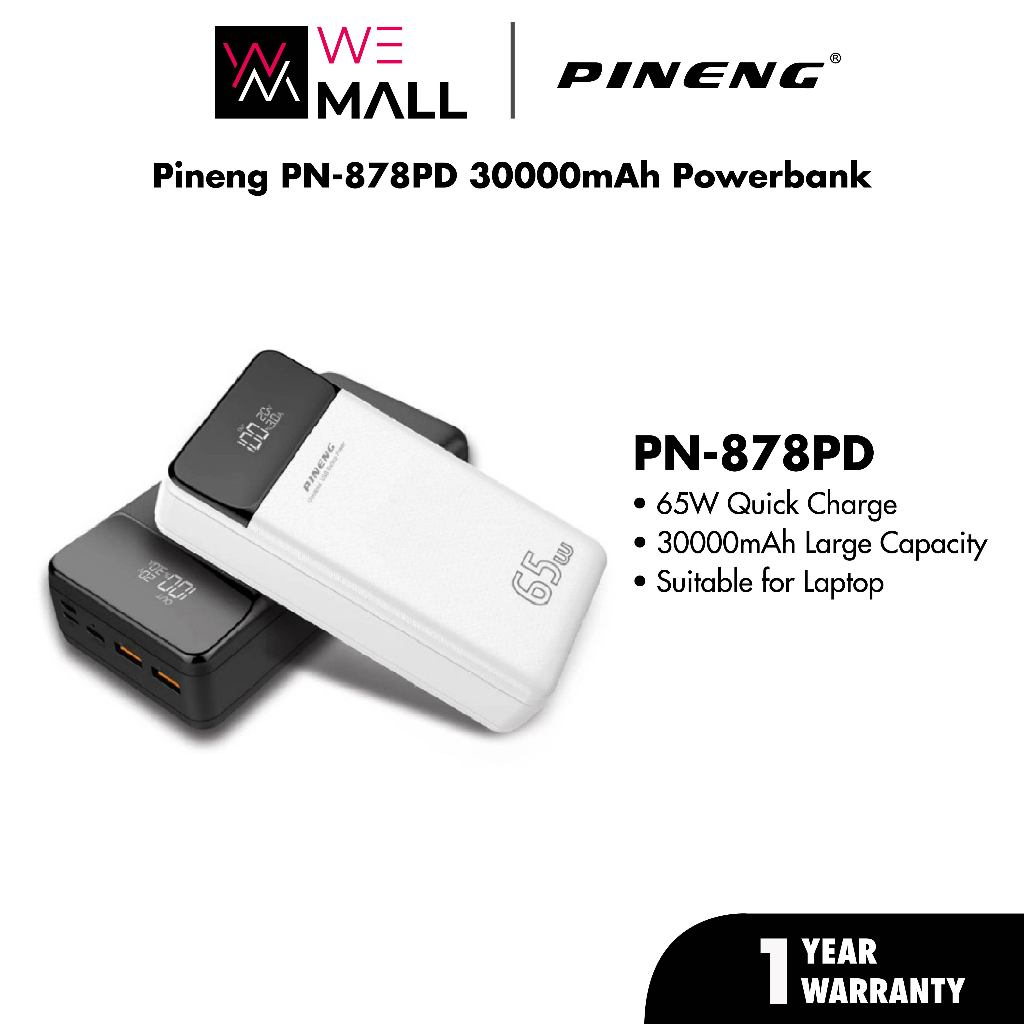 【New】Pineng PN-878PD 30000mAh Powerbank PD3.0 + QC 3.0 Quick Charge 65W ...