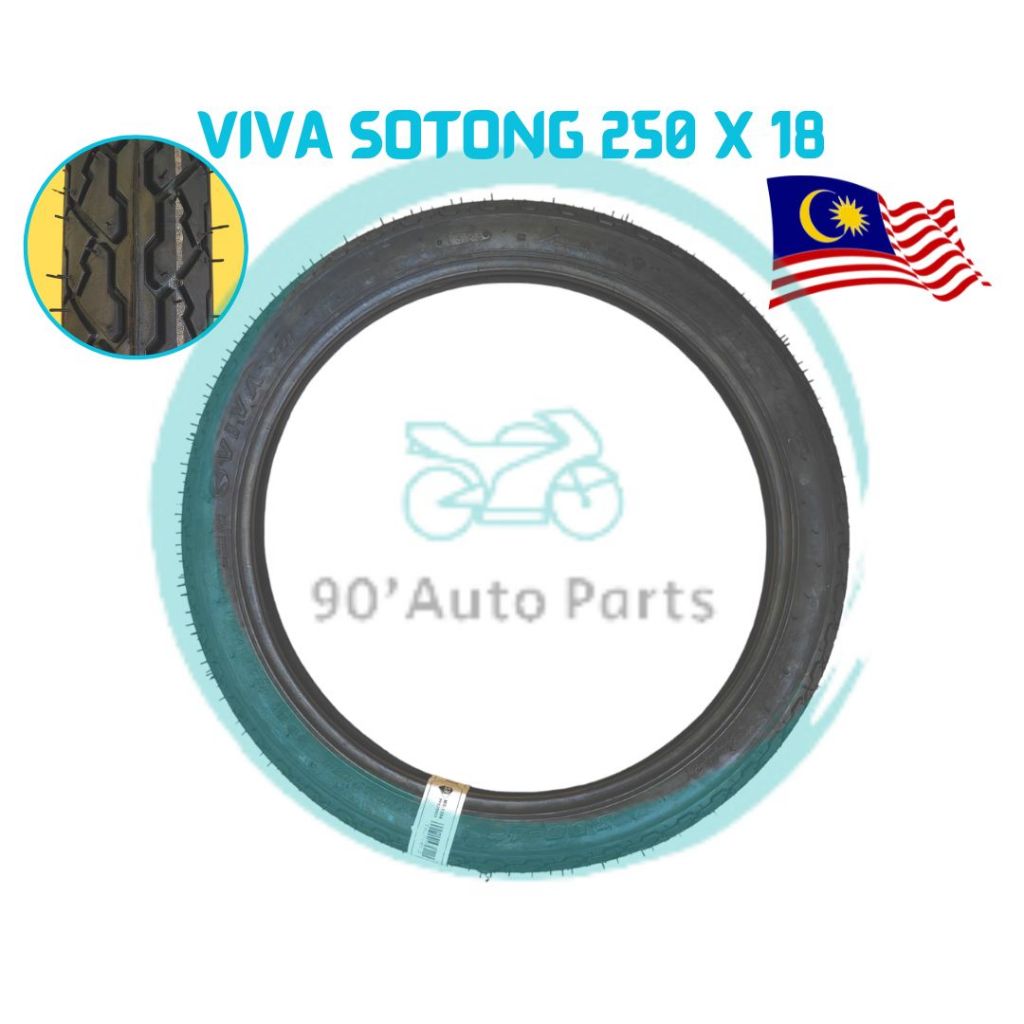 TAYAR SOTONG TUBE TYPE 250 X 18 TIRE SOTONG 18 TYRE SOTONG VIVA 2.50 ...