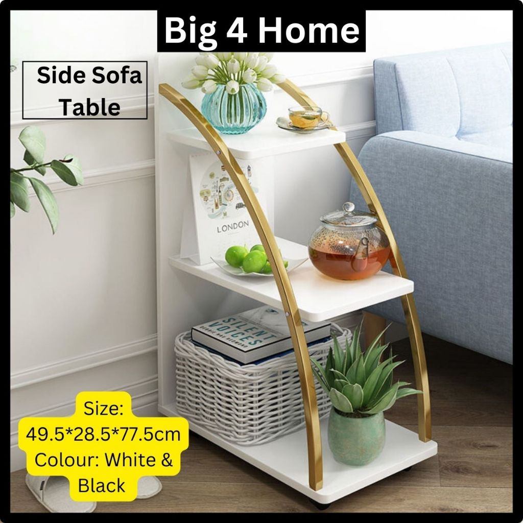 3 Tier Nordic Style Side Table with Wheel Flower Pot Rack Side Rack ...