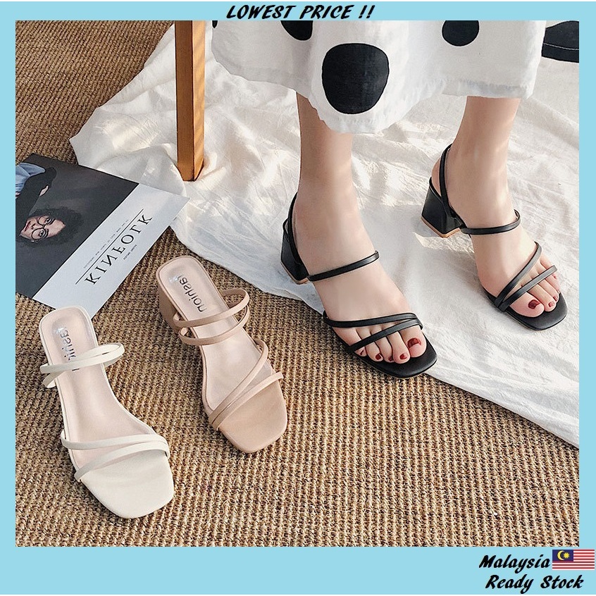 M10 Female fairy style mid-heel sandals and slippers women's outerwear ...