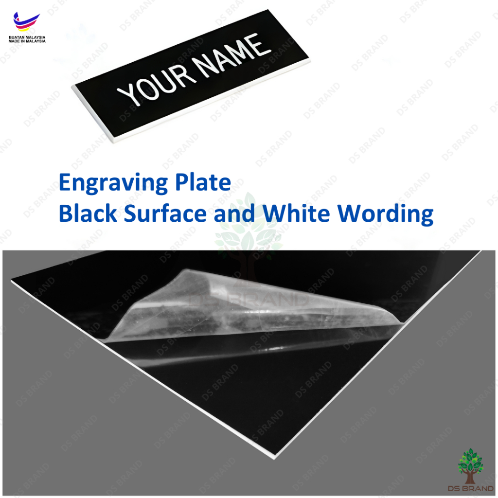 Tag Nama Ukiran/ Engraving Lencana Nama Plate ( Black Surface And White ...
