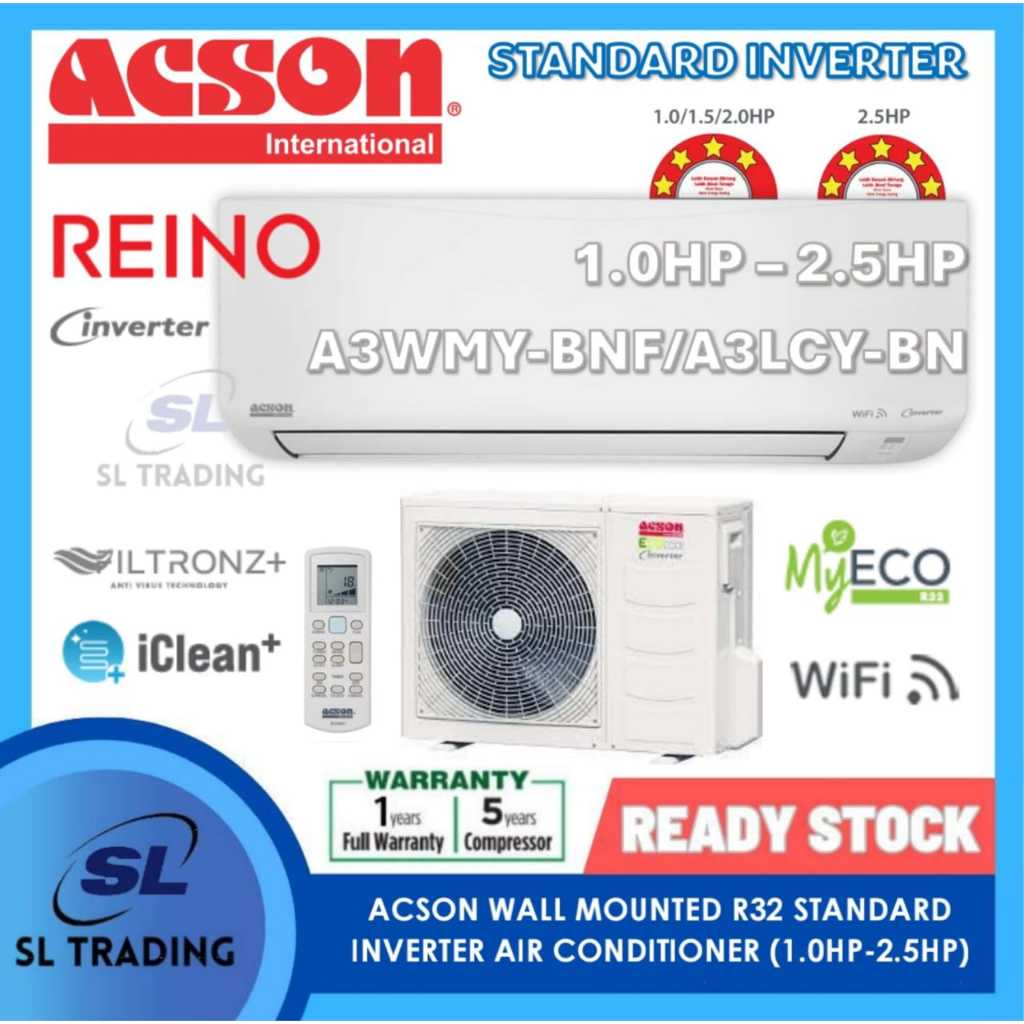 [INSTALLATION] ACSON A3WMY-BNF/A3LCY-BN REINO SERIES (STANDARD INVERTER) R32 AIRCOND (1.0hp,1 ...