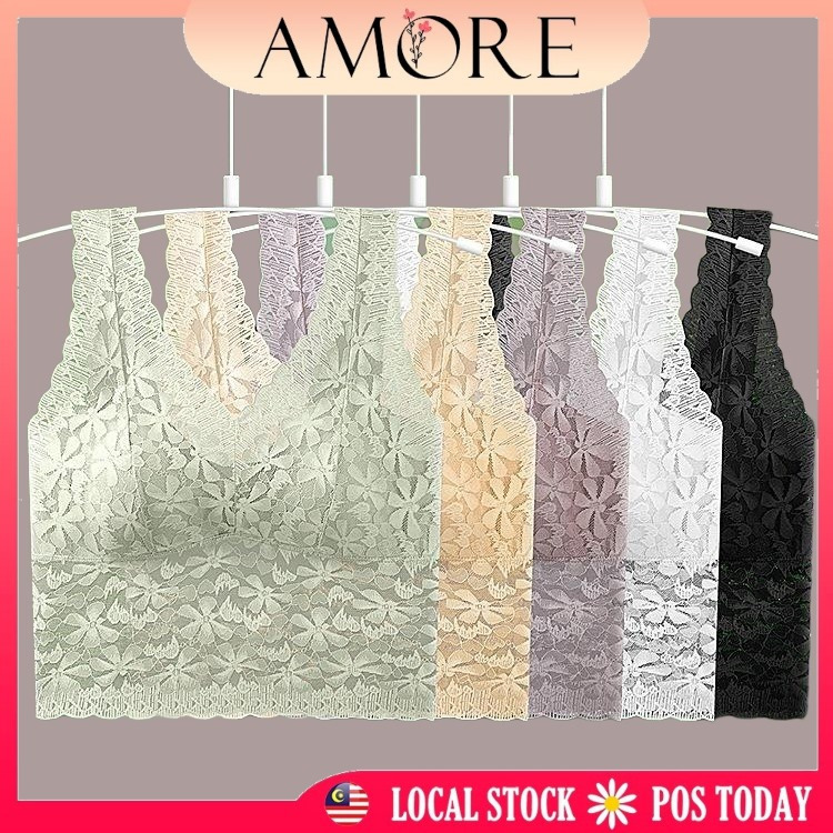 M-L 32A-38C Sexy Lace Seamless Bra Wireless Beautiful Baju Dalam Cantik ...