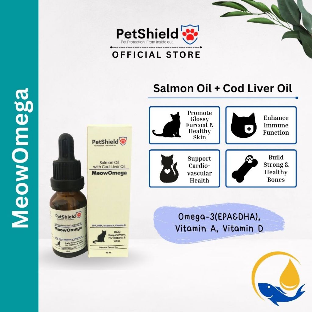 PetShield MeowOmega Salmon/Cod Liver/Cat Fish Oil (15ml) | Shopee Malaysia