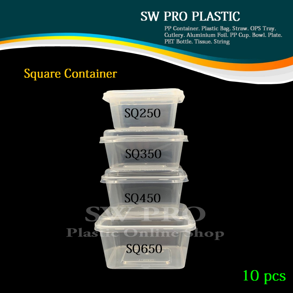 SQ250/ SQ350/ SQ450/ SQ550 /SQ650 Square Plastic Food Container with ...