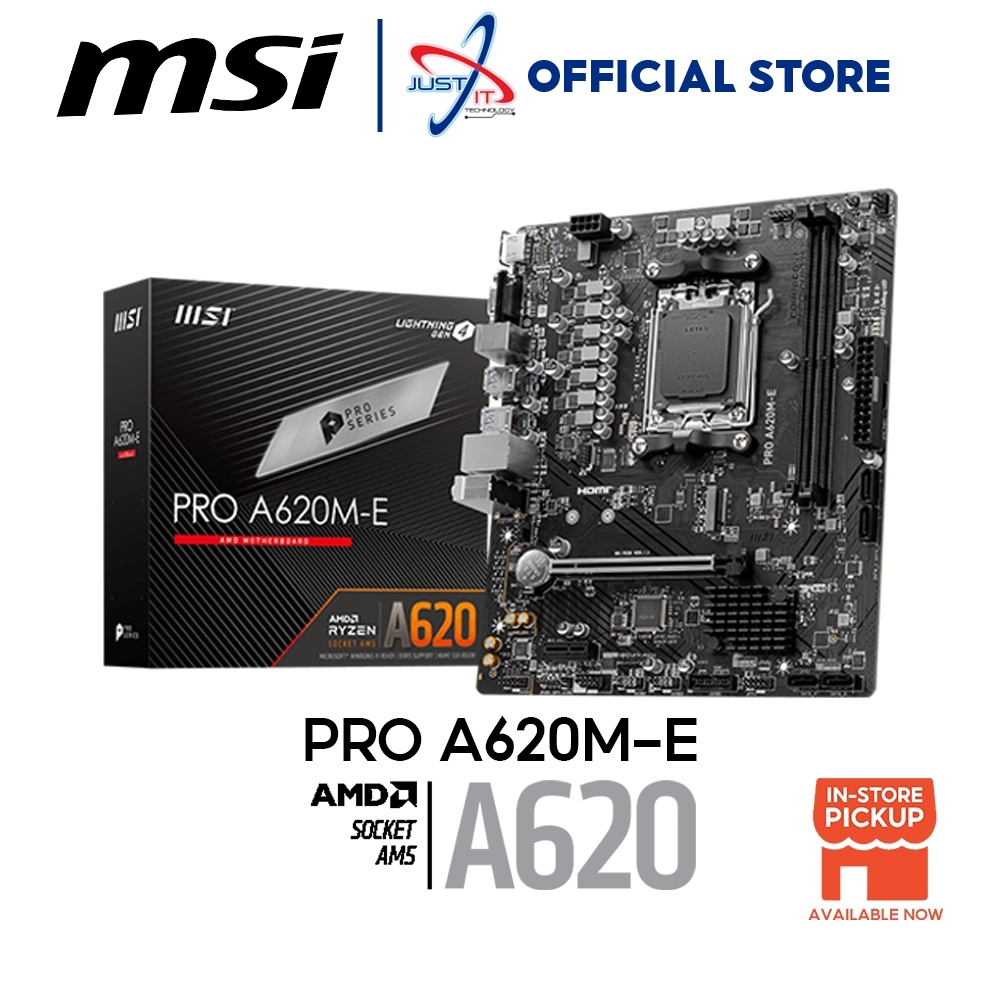 MSI PRO A620M-E DDR5 AM5 GAMING MOTHERBOARD COMBO RYZEN 5 7500F / 7600 / 7600X / 7700 / 7700X ...