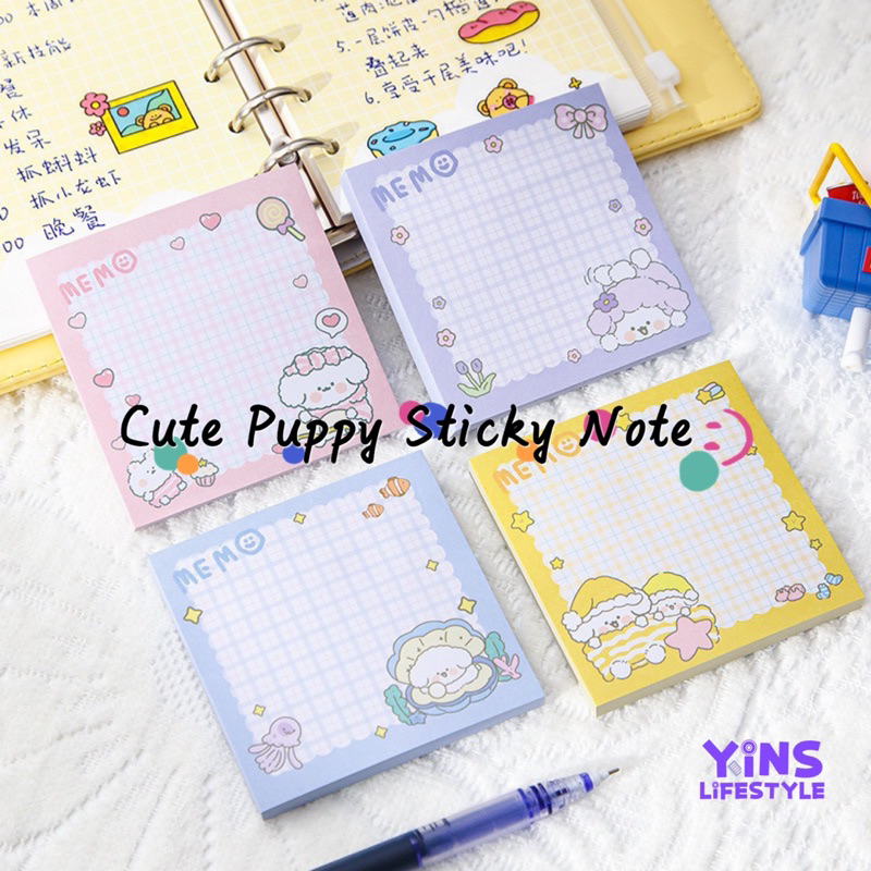 Yins. Ins 80 Sheets Cute Creativity Puppy Sticky Note Cartoon Message ...