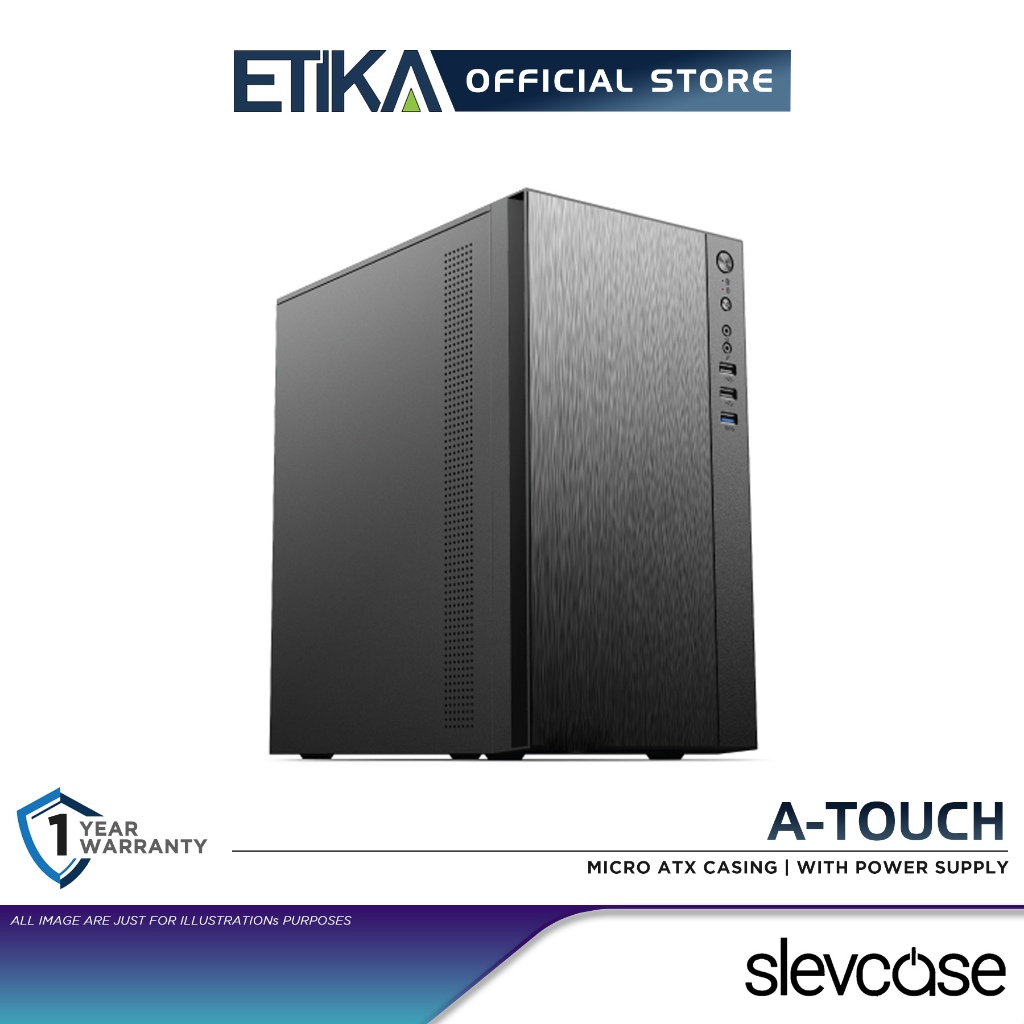 SLEV SlevCase A-TOUCH BLACK | Micro ATX Casing Home & Office | With ATX ...