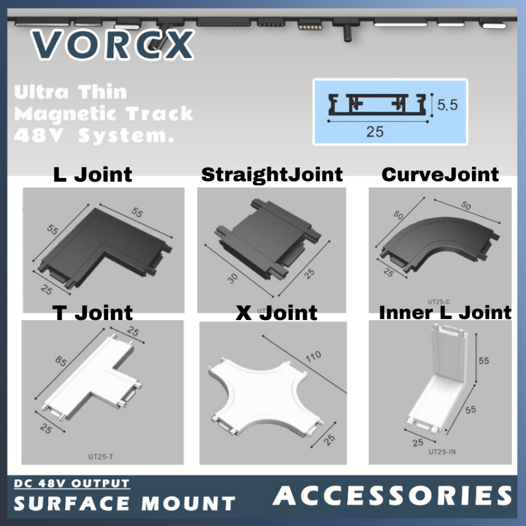 UTS Ultra Thin Series DC48V Magnetic Track Light (Accessories) Surface ...