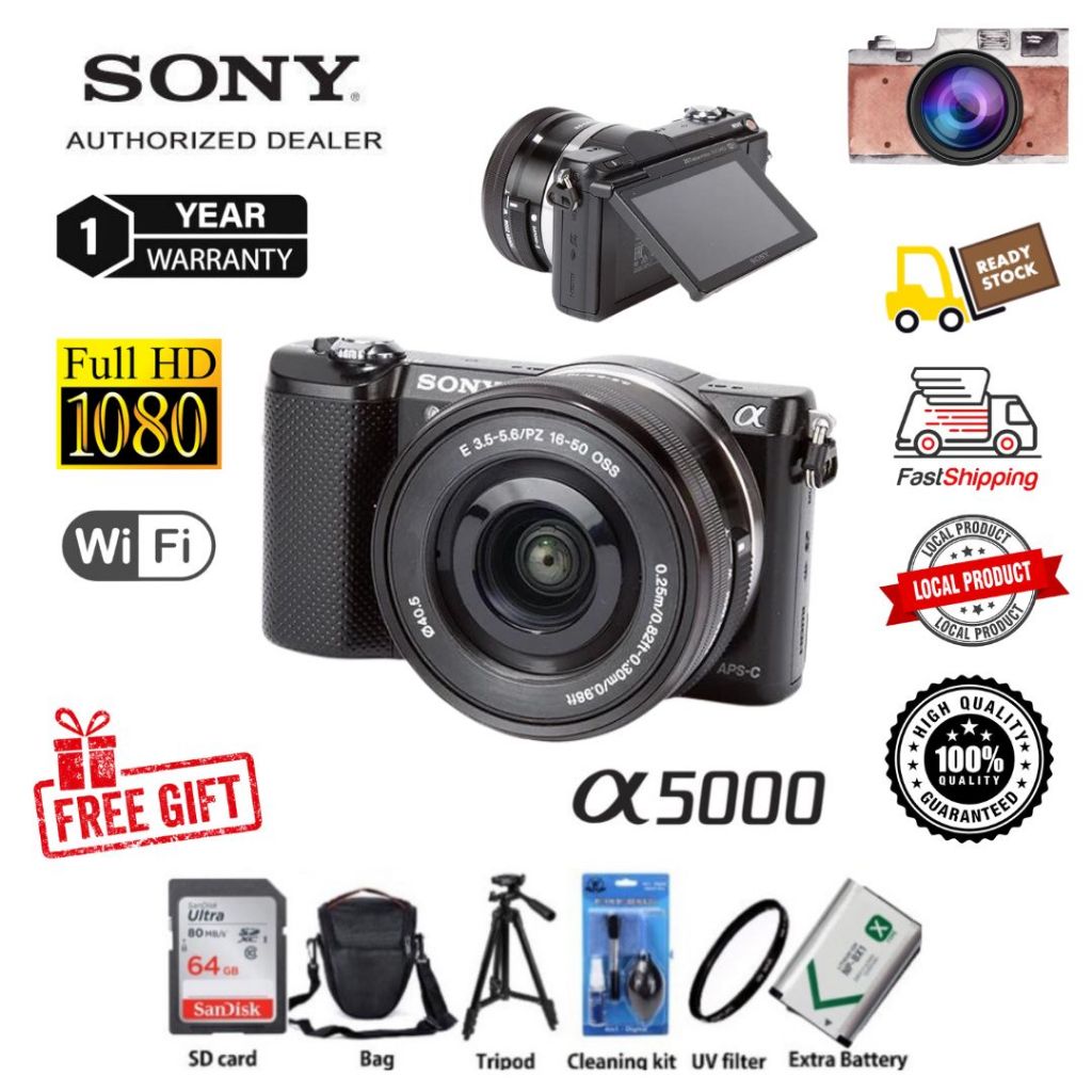 ( READY STOCK )Sony Alpha a5000 Mirrorless Digital Camera with E PZ 16-50mm F3.5-5.6 OSS ( 1 ...