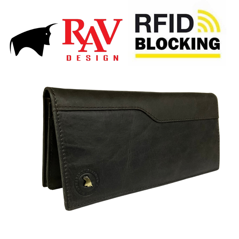 RAV Design RFID-Blocking Genuine Leather Bifold Long Wallet YRW416-G3 ...