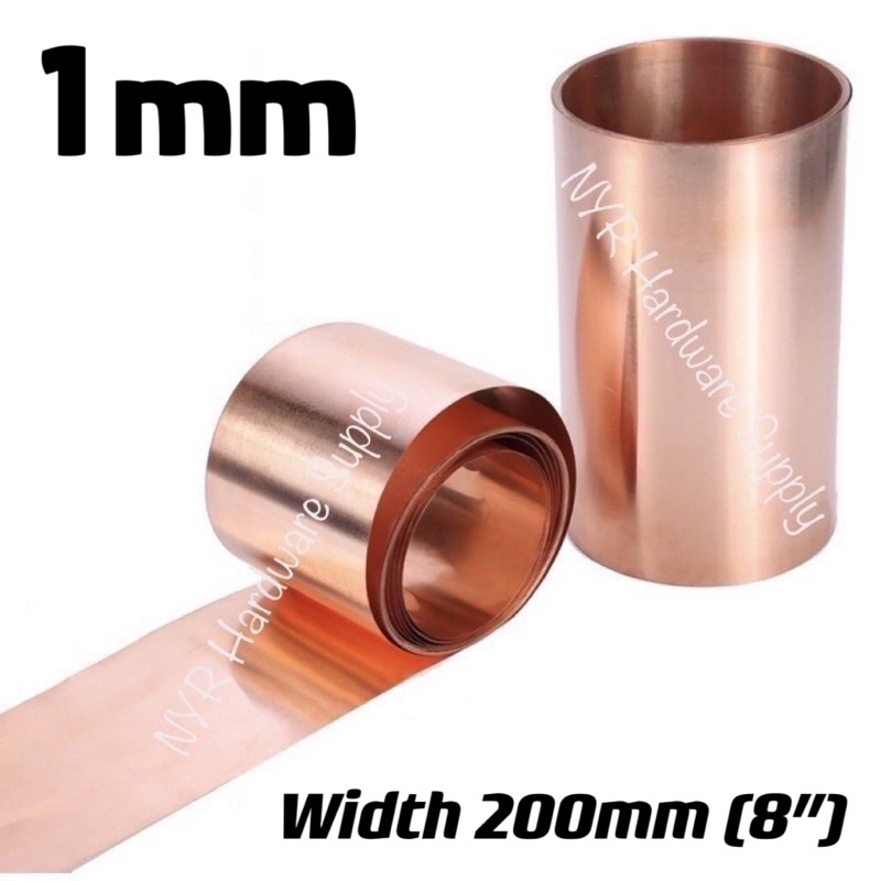 Copper Shim Plate 1mm Thickness - Width 200mm 8” Copper Foil Sheet ...