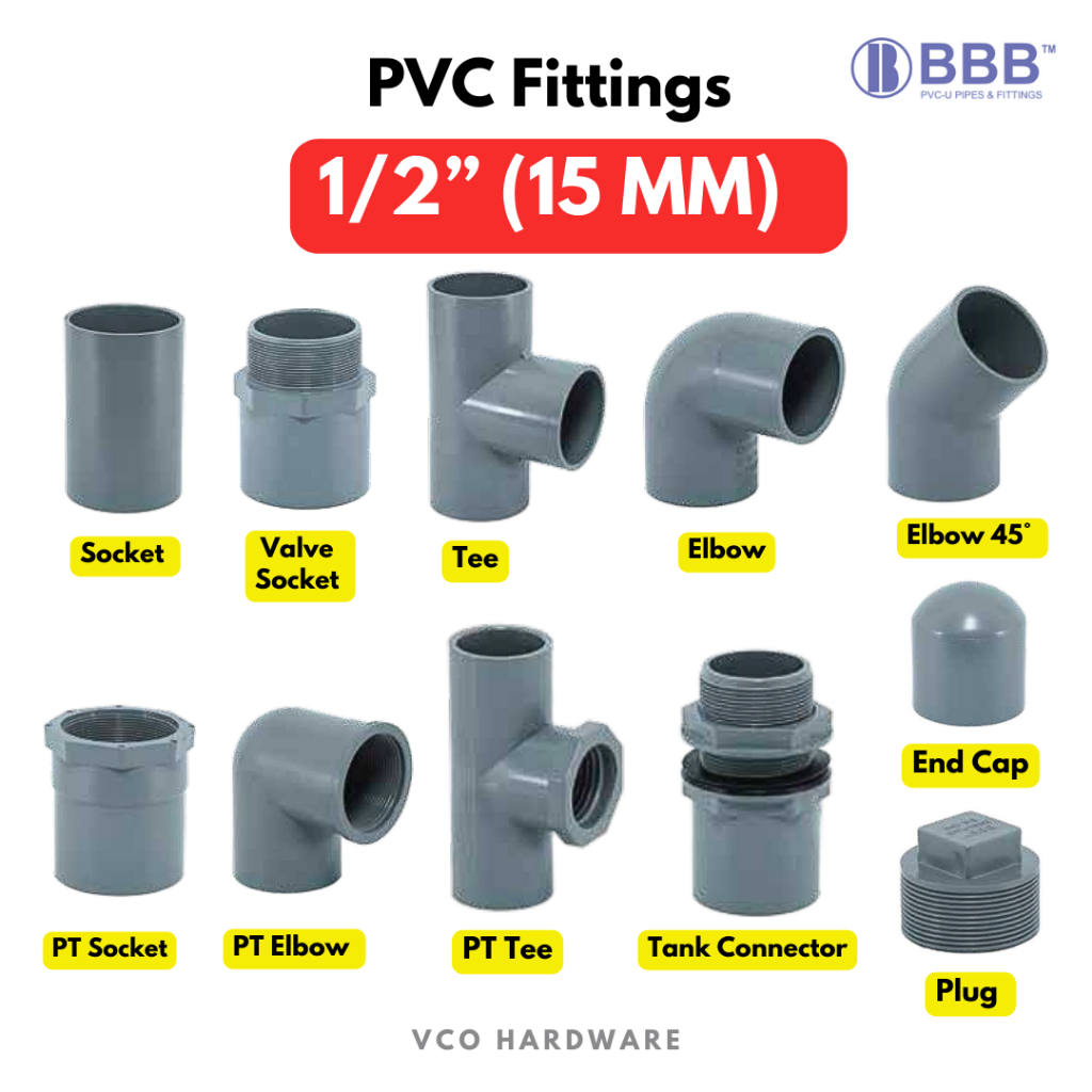 [ 1/2" / 15 MM ] BINA PVC Pipe Fittings/ PVC Connector/Paip Sambung ...