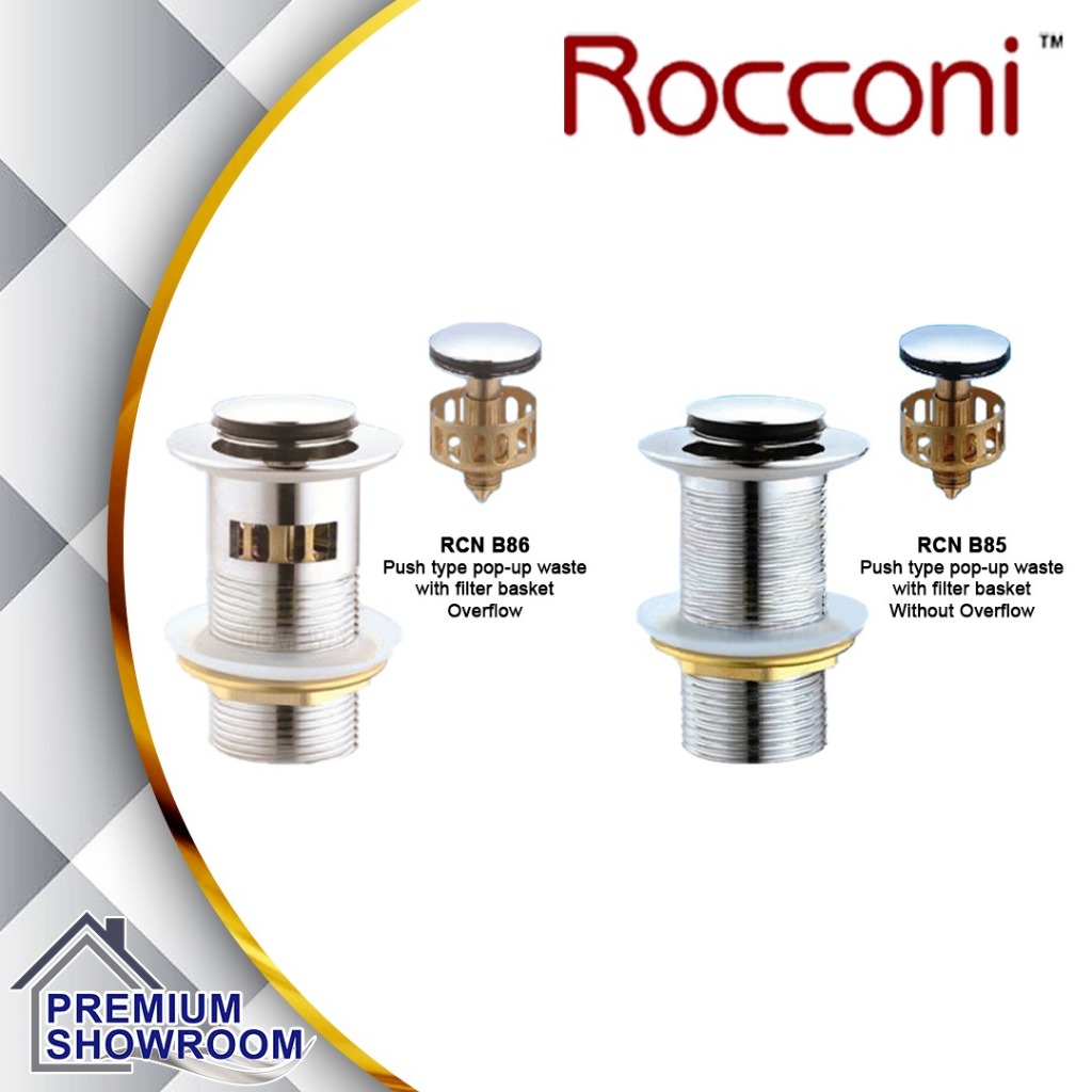 ROCCONI with overflow / without overflow push type pop-up waste ...