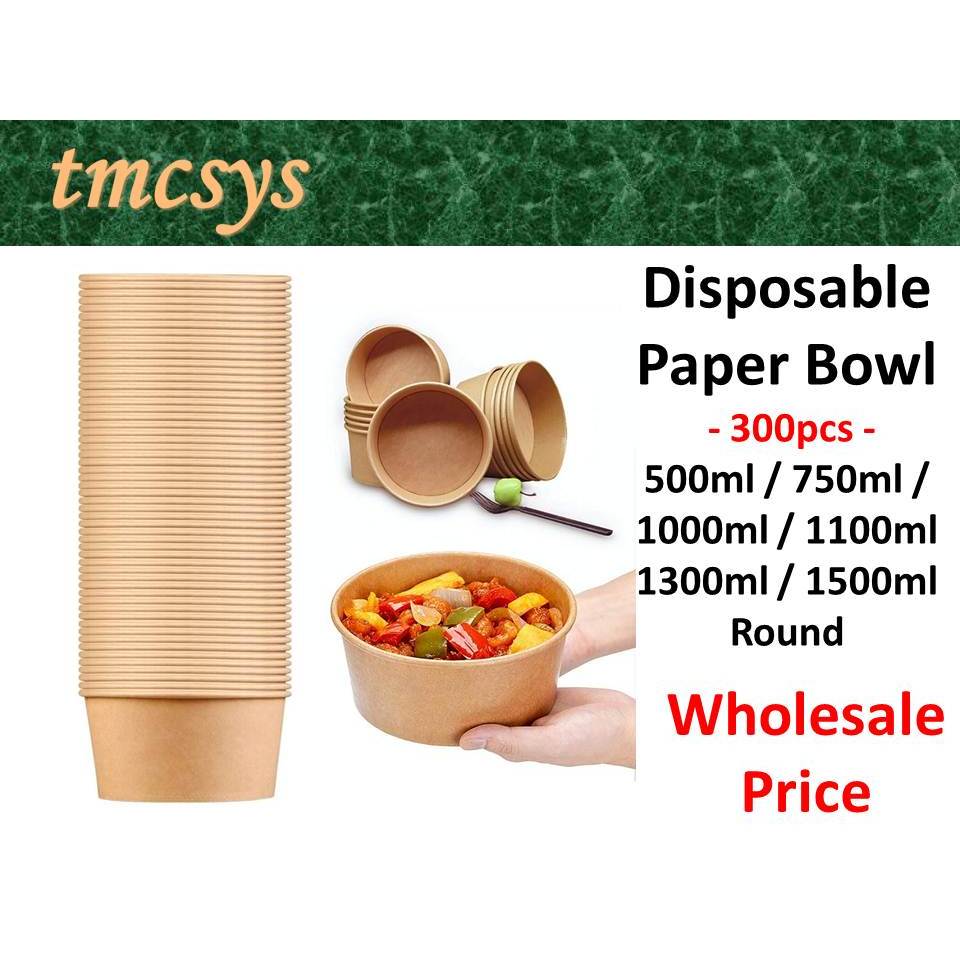 [300pcs Bowl Only] Harga Borong 650ml/750ml/1000ml Hot Soup Paper Bowl ...