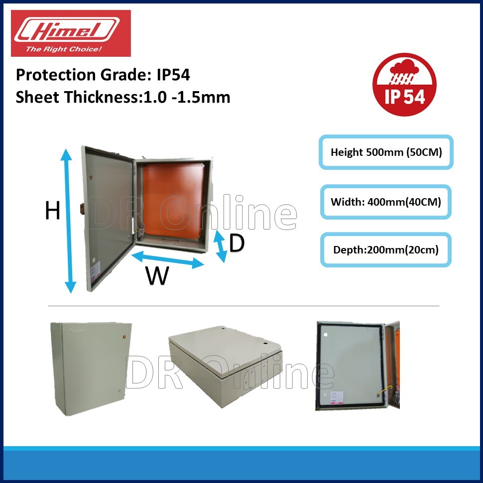 HIMEL IP54 Metal Enclosure Electrical Panel Box H500mm X W400mm X D200mm H20"X W16" X D8 ...