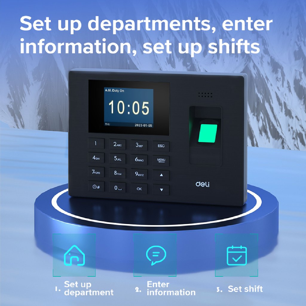 Deli Fingerprint Attendance Machine Time Recorder Clock Factory Office ...