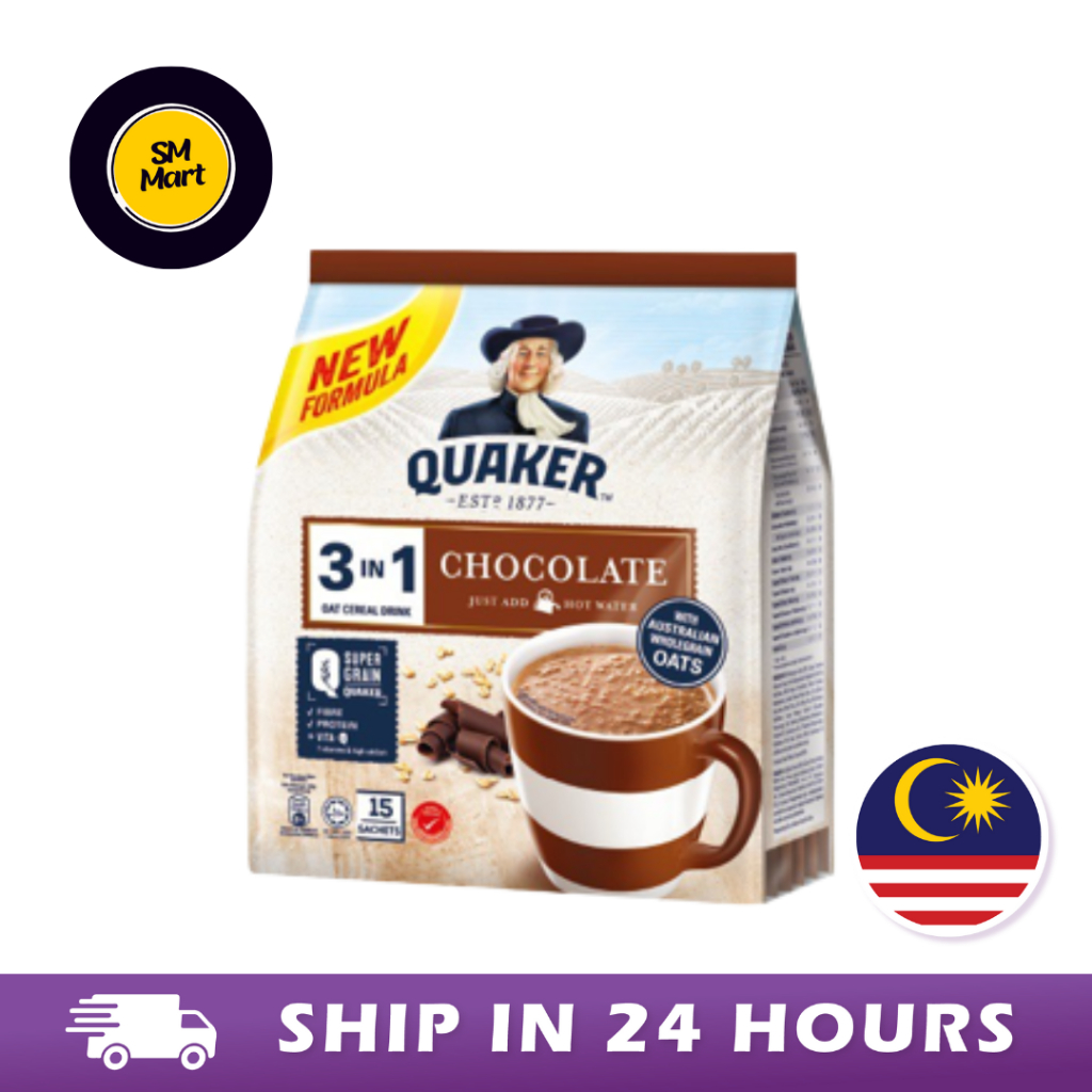 Quaker 3 in 1 Oat Cereal Drink Chocolate 15 Sachets x 28g (420g) | Shopee Malaysia