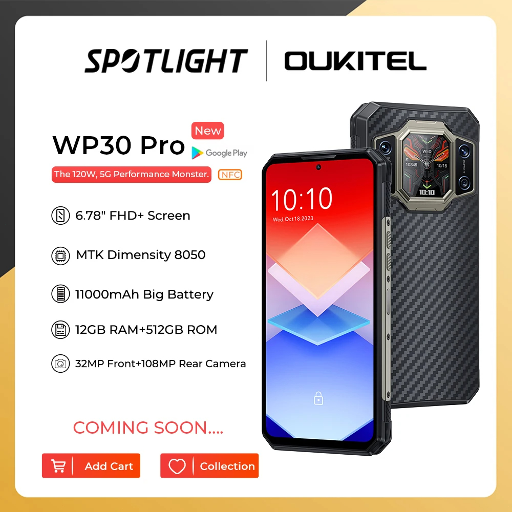 【In Local】Oukitel WP30 Pro 5G Rugged 120W Super Charge 11000 mAh 6.78" FHD+12GB+512GB 120HZ ...