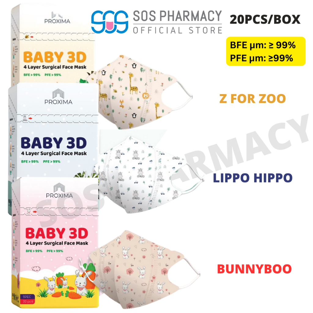 PROXIMA Baby 4ply Mask 3D Mask Duckbill Mask Premium Soft Surgical Face ...