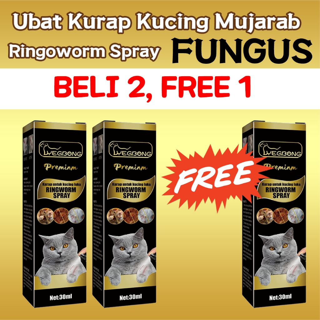 CATFLEA Ubat Kurap Kucing Paling Mujarab Spray Kurap Ubat Gatal Fungus ...