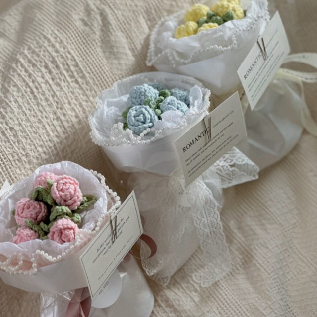 Alla Bella crochet rose flowers bouquet - 5 mini roses | Shopee Malaysia