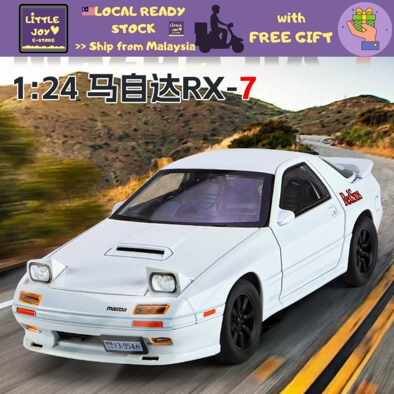 🇲🇾LJS1 Mazda RX-7 Initial D 1:24 Alloy Diecast Scale Model Car PullBack ...