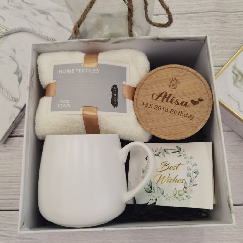 Personalised customized mug with wood coaster Custom Nama Special Gift ...
