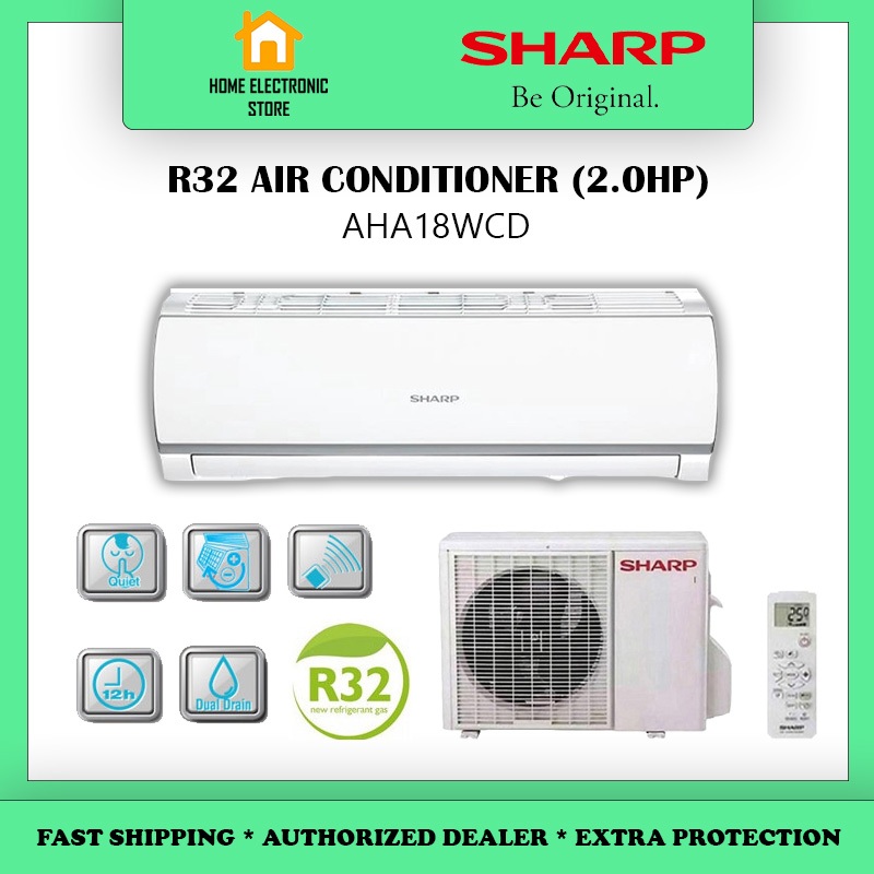 Sharp R32 Non-Inverter 2.0HP Air Conditioner AHA18WCD/AUA18WCD AHA18WCD ...