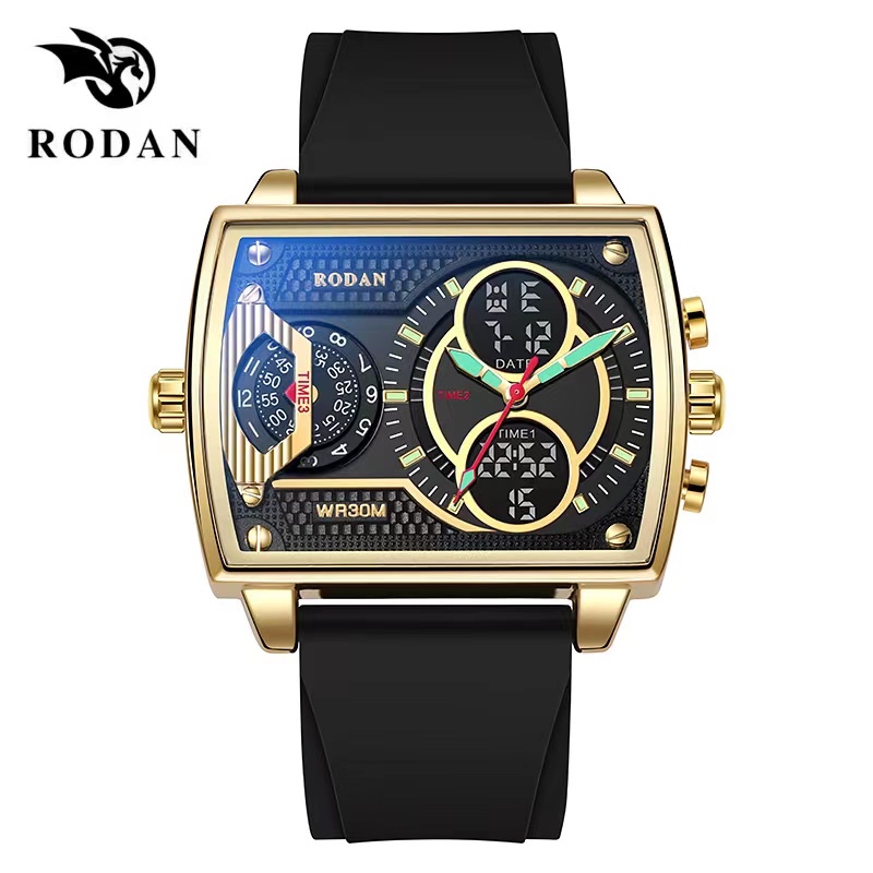 JAM TANGAN PERSEGI TREND FESYEN UNISEX TIGA PERGERAKAN BAHARU RODAN ...