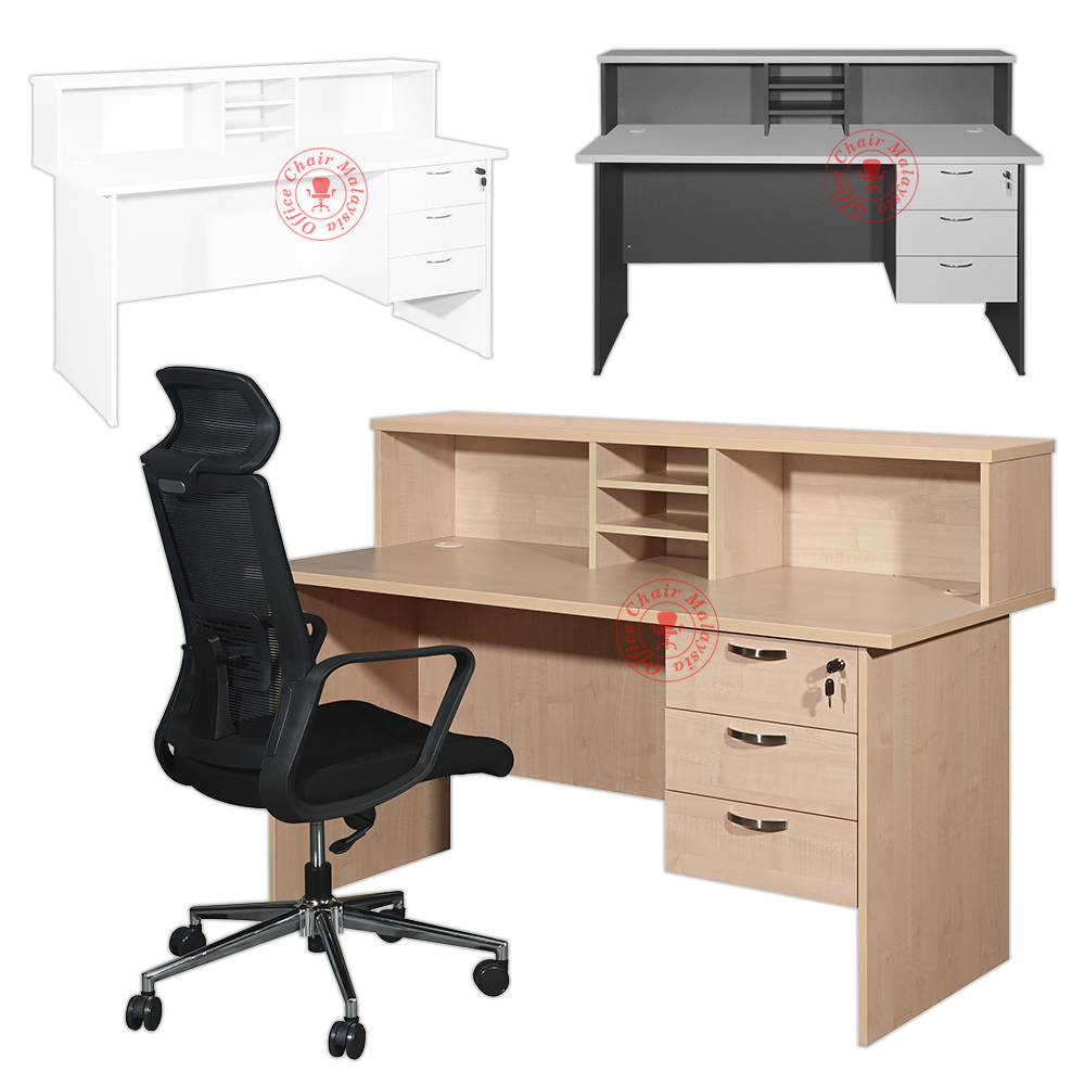 4ft 5ft 6ft Reception Counter Table with Fixed Pedestal / Cashier ...