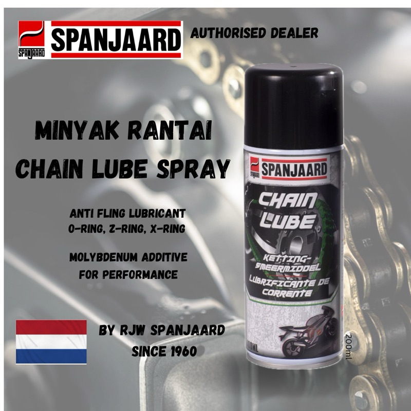 Spanjaard Chain Lube ( Spray Rantai Motorsikal) Tahan panas & Hujan dan ...