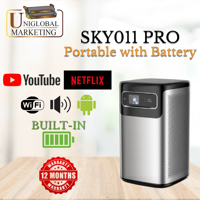 SKY011 PRO 4K 3D Portable Smart With Battery DLP Mini Projector Android ...