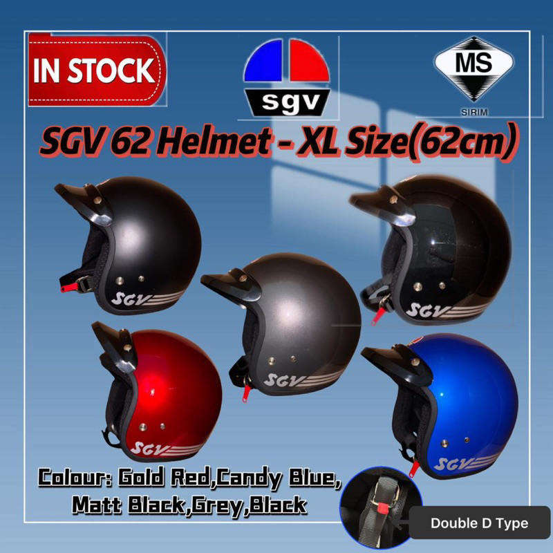 SGV 62 HELMET SIZE XL(3 button) Topi Keleder SGV Helmet Gold Red Candy ...