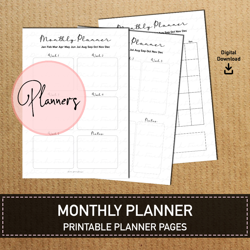FuchsDich Printable Monthly Planner | Minimalist Planner | PDF Digital Download | Simple Monthly ...