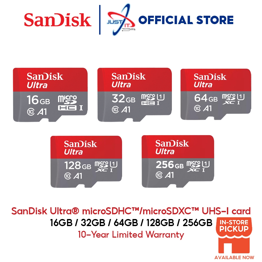SANDISK ULTRA A1 Class 10 MICROSD for Smartphone & Tablets MEMORY CARD (SDQSUAR)-(16GB / 32GB ...